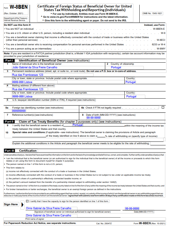Como preencher o formulário W-8BEN - Rankia